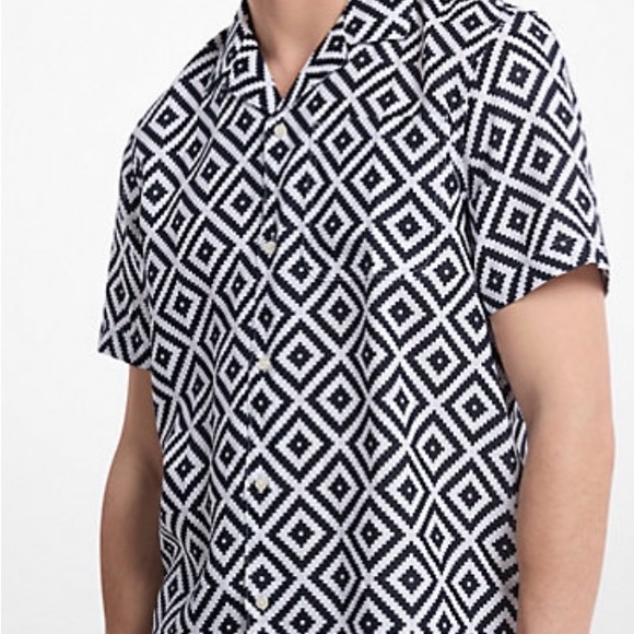 Michael Kors | Shirts | Michael Kors Navy And White Diamond Pattern ...